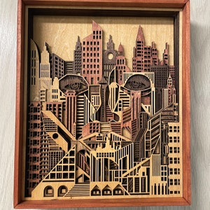 Wooden City Scape Art – Metro Eyes Art – Skyline Wall Art – City Wall ...
