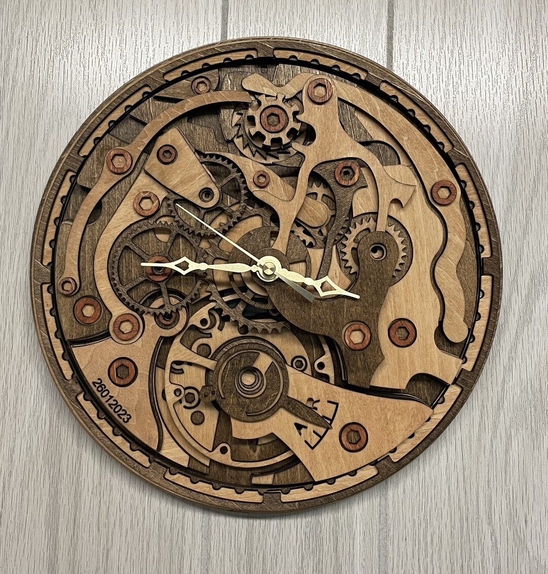 Boho Clock – Unique Wall Clock – 9 Layered Wooden Clock – Wood Gear ...