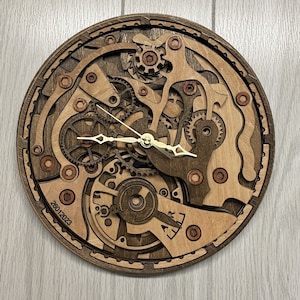 Boho Clock – Unique Wall Clock – 9 Layered Wooden Clock – Wood Gear ...