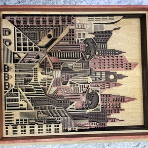 Wooden City Scape Art – Metro Eyes Art – Skyline Wall Art – City Wall ...