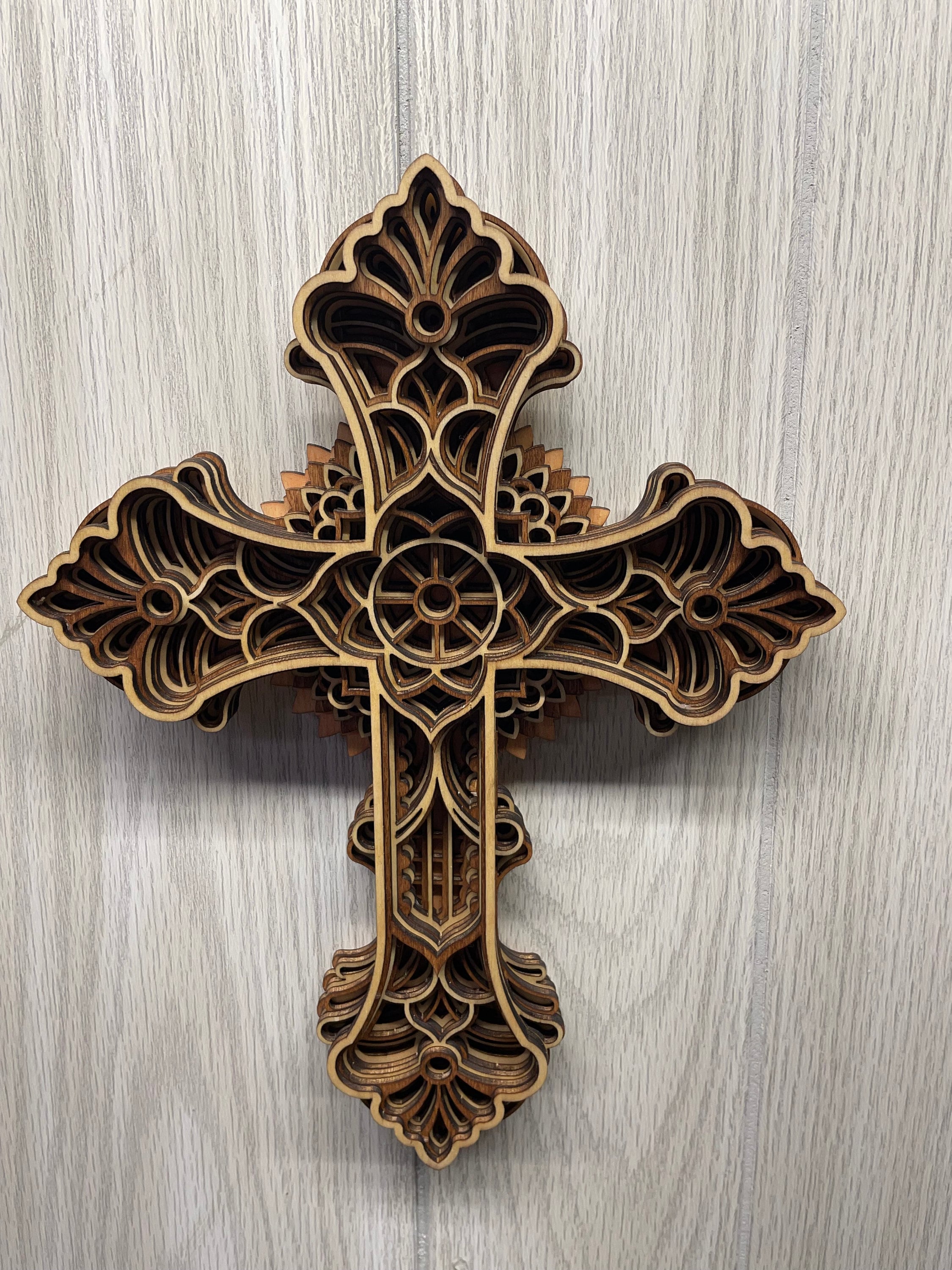 Religious Mandala Cross – 7 Layered Wood Cross – Faith Cross – Multi ...
