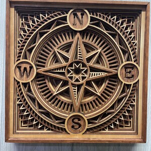 Compass Wall Art – 9 Layered Compass Mandala – Laser Cut Compass ...
