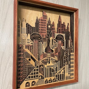 Wooden City Scape Art – Metro Eyes Art – Skyline Wall Art – City Wall ...