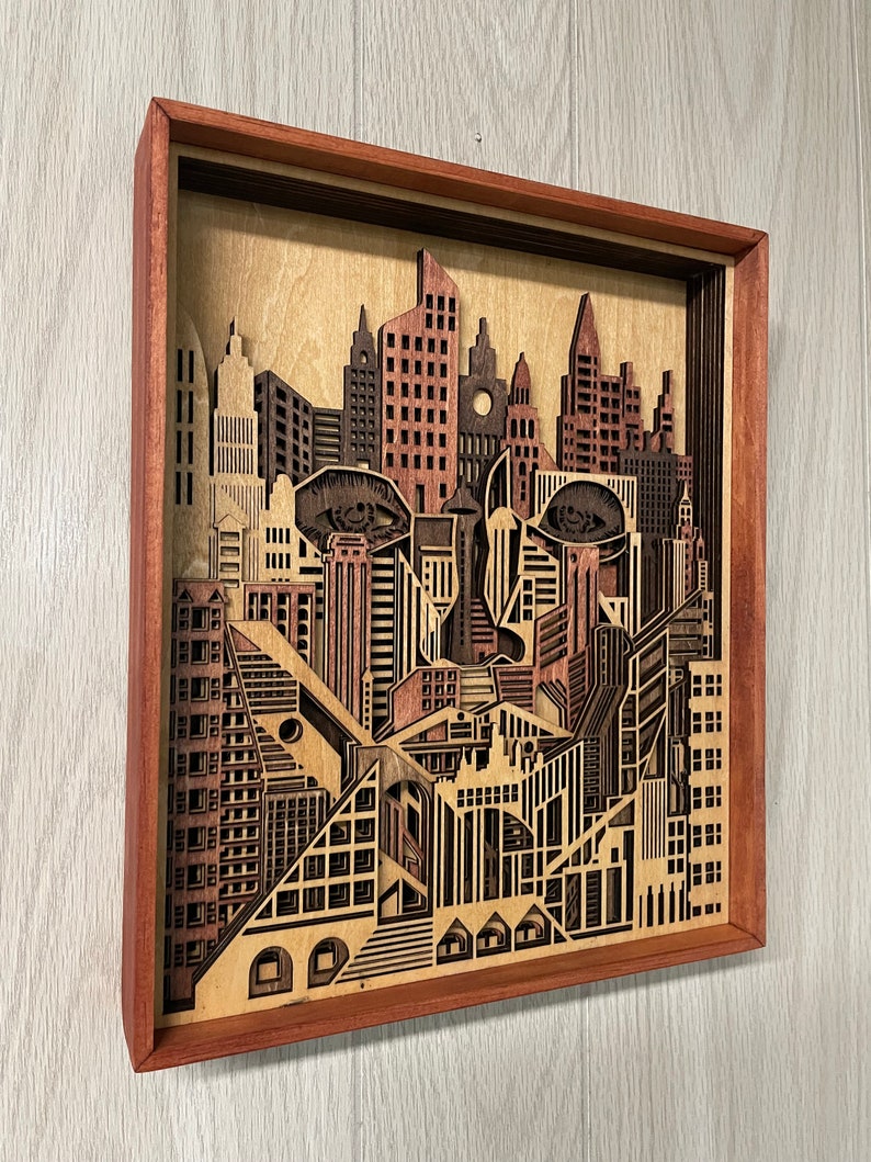 Wooden City Scape Art – Metro Eyes Art – Skyline Wall Art – City Wall ...