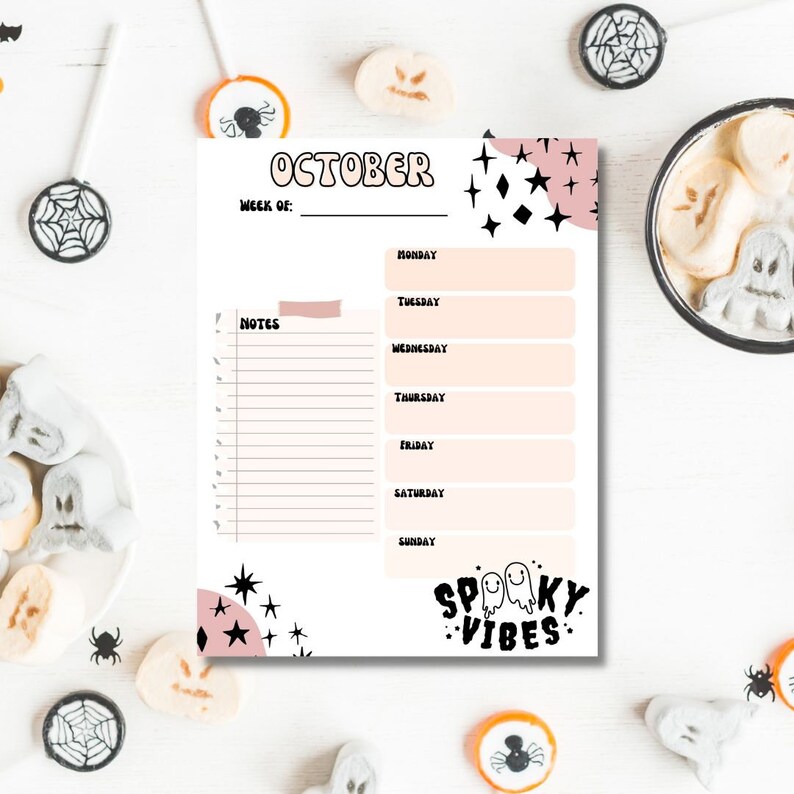 Weekly Calendar October, Halloween Calendar, Weekly Printable Calendar ...