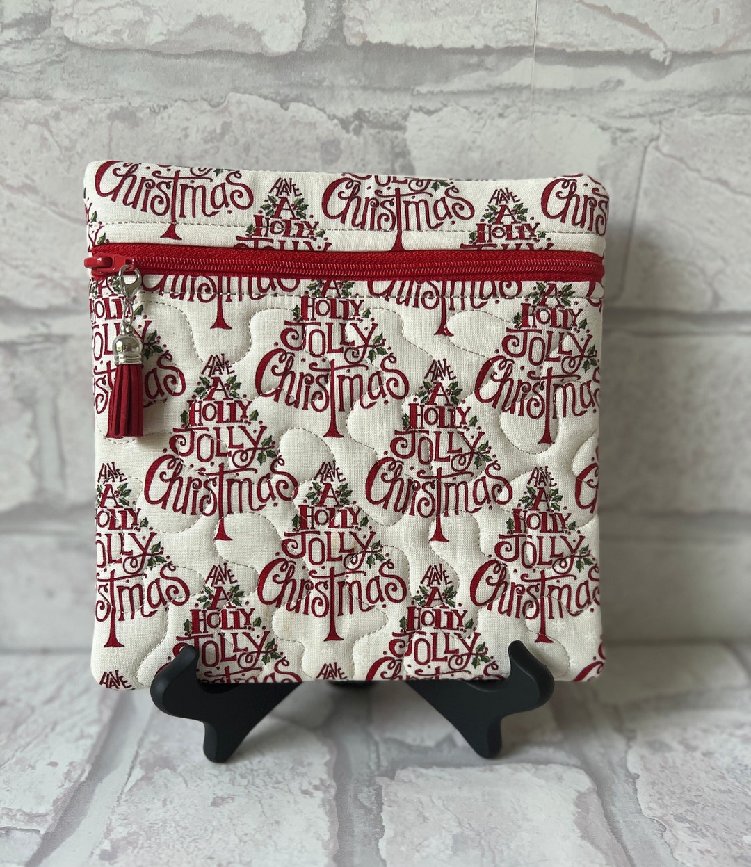 7 X 7 Christmas Zipper Bag, Quilted Zipper Bag, Christmas Organizer ...