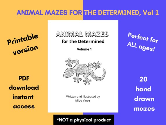 Animal Mazes for Kids and Adults Printable PDF Download - Etsy