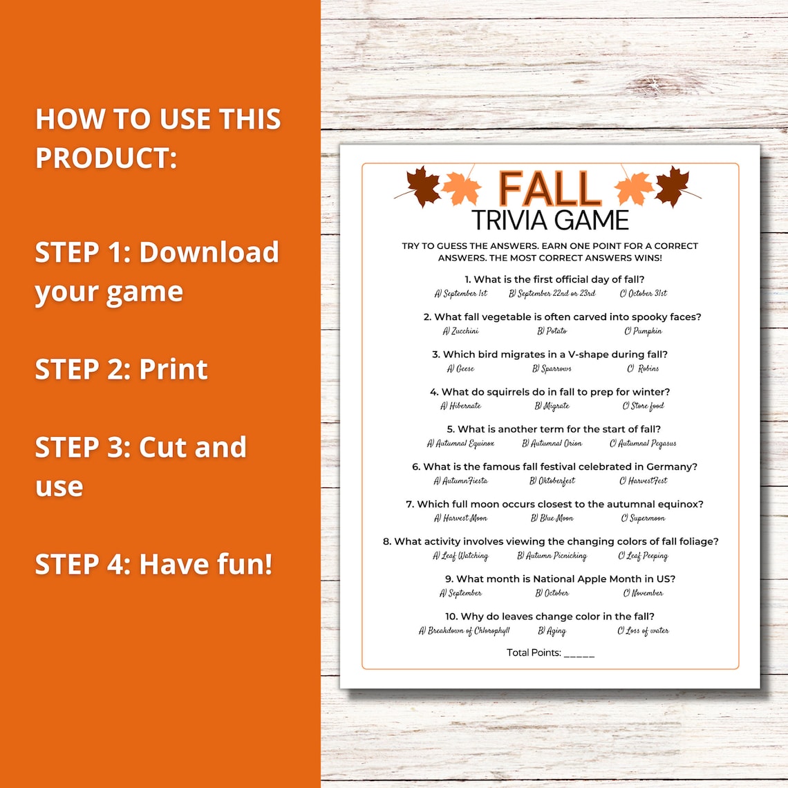 Fall Trivia Game, Fall Printable Games, Fun Fall Activities for Adults ...