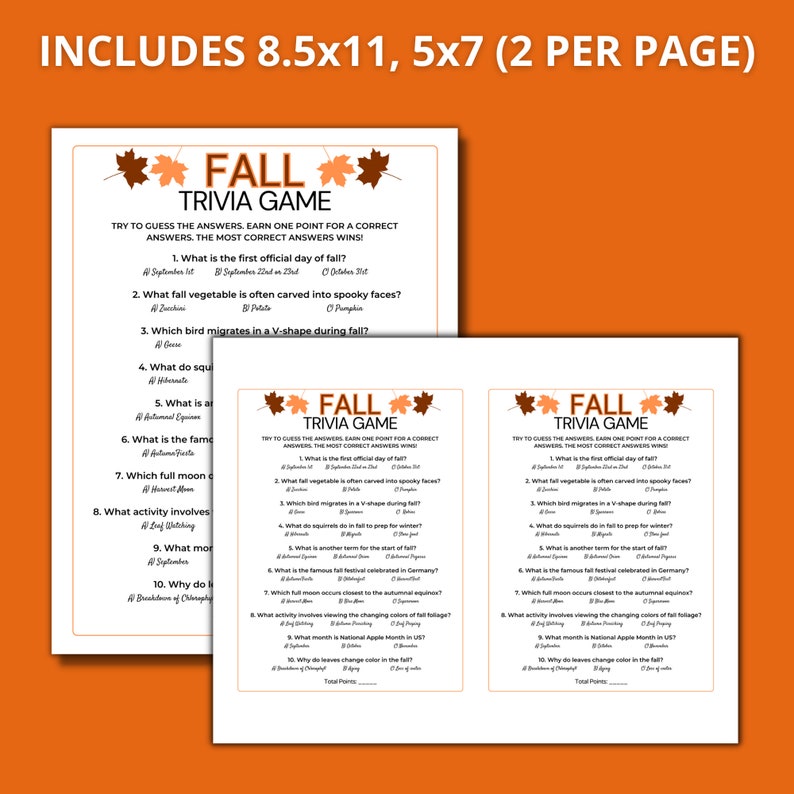 Fall Game Bundle, Printable Fall Games, Fun Fall Activities for Adults ...