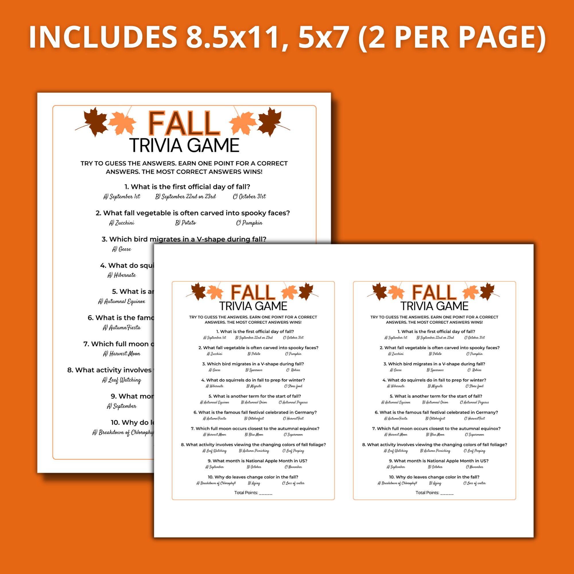 Fall Game Bundle, Printable Fall Games, Fun Fall Activities for Adults ...