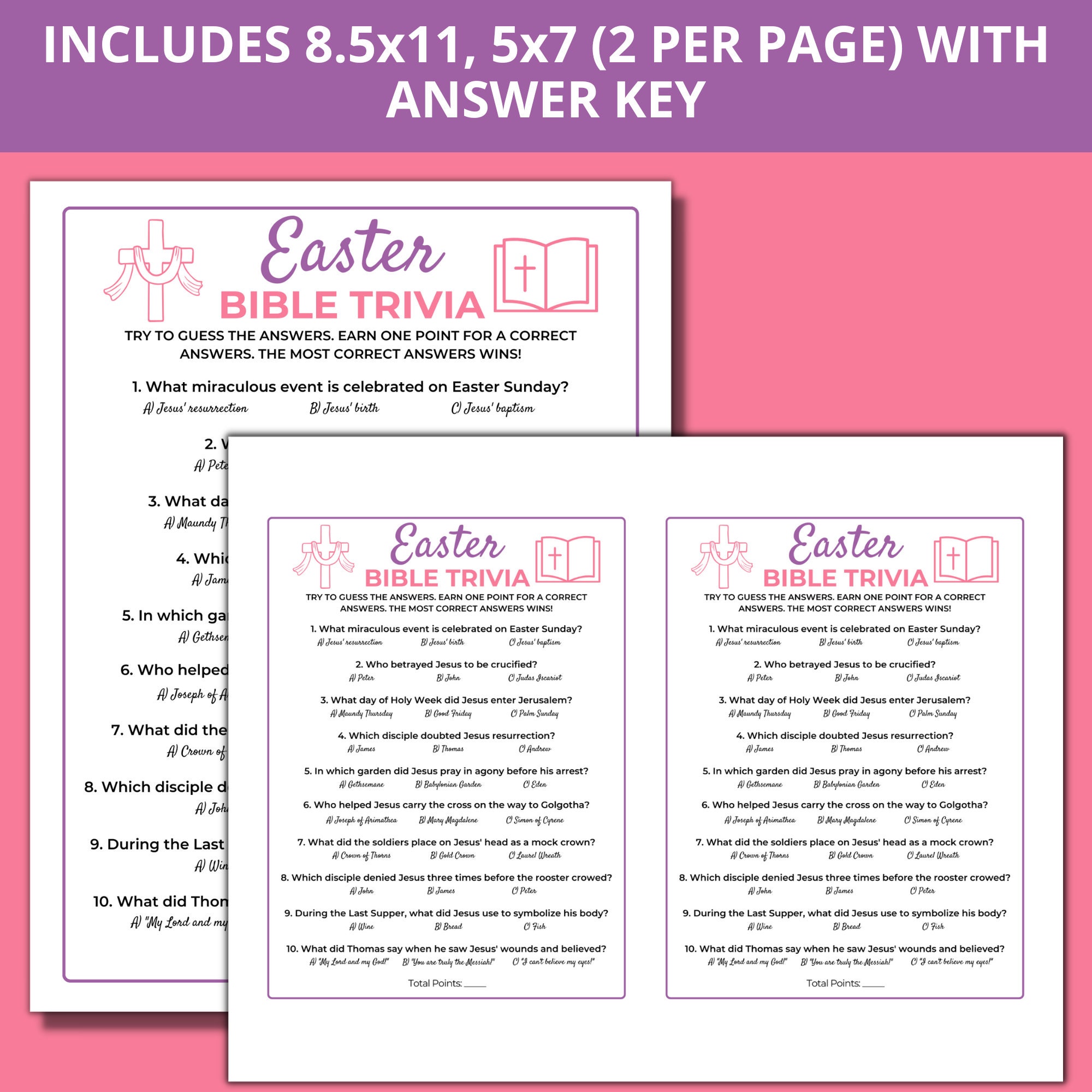 Easter Bible Trivia Game, Printable Easter Trivia, Easter Party Game ...