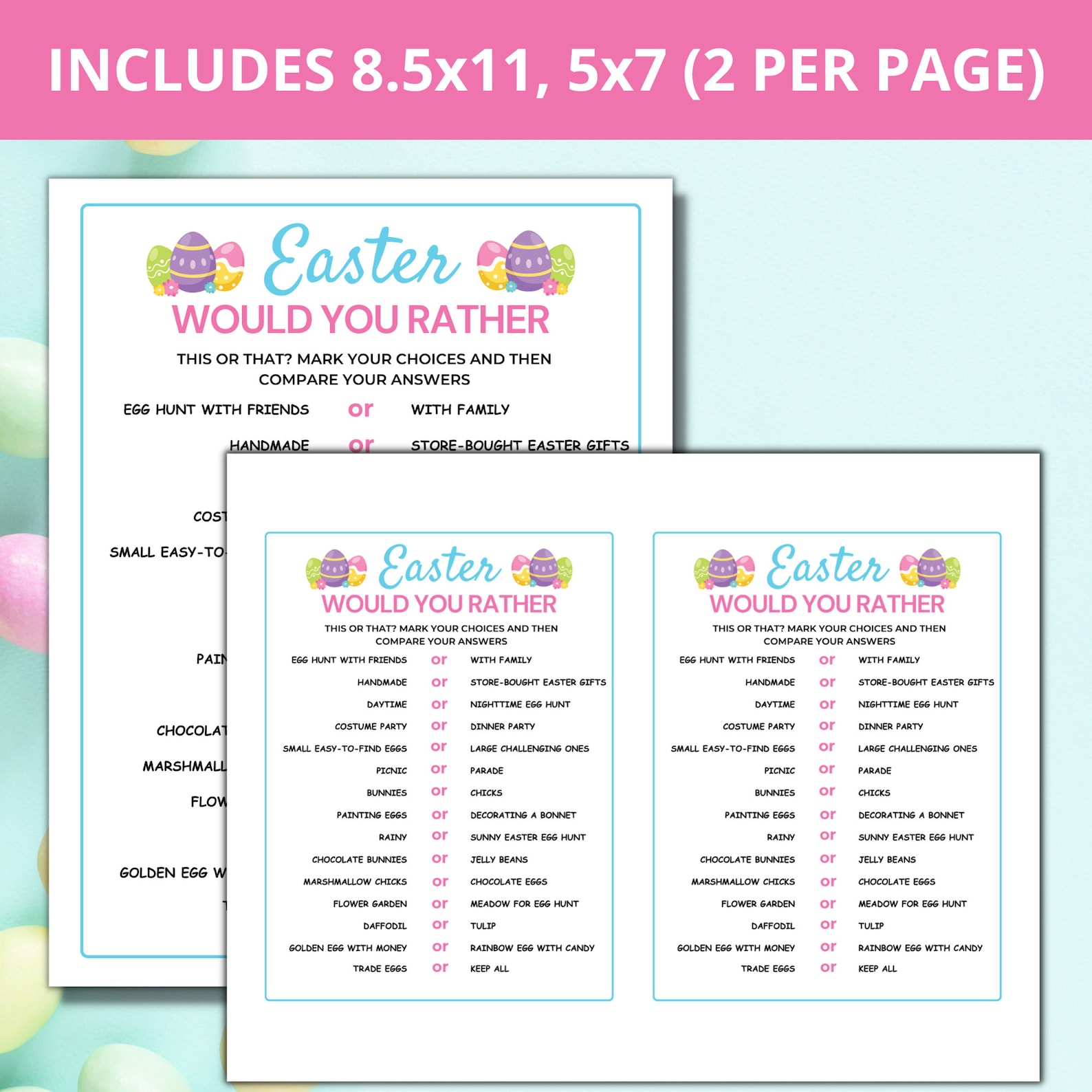 Easter Would You Rather Game, Printable Easter This or That Game, Fun ...
