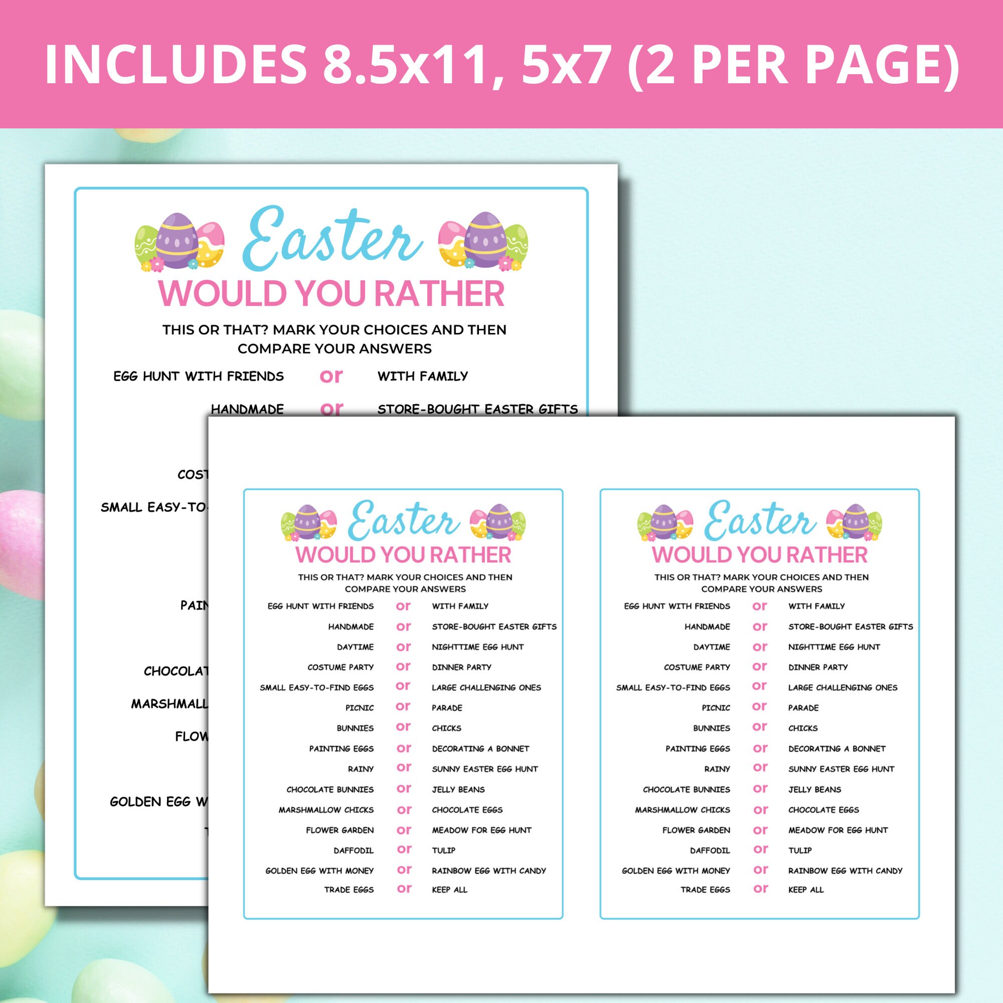 Easter Would You Rather Game, Printable Easter This or That Game, Fun ...