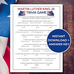Martin Luther King Day Trivia Game, Printable MLK Games, Black History ...