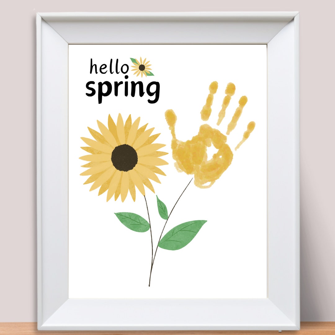 Hello Spring Handprint Craft, Printable Spring Handprint Art, Kids ...