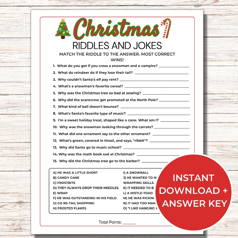 Christmas Riddles Game, Printable Christmas Games for Kids, Fun ...