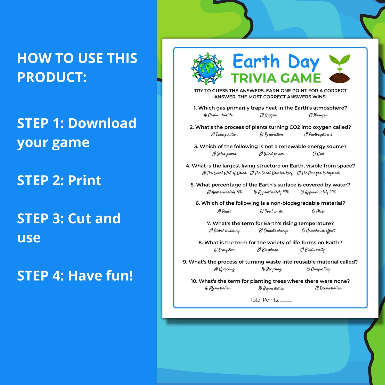 Earth Day Trivia Game, Printable Earth Day Games, Fun Earth Day ...
