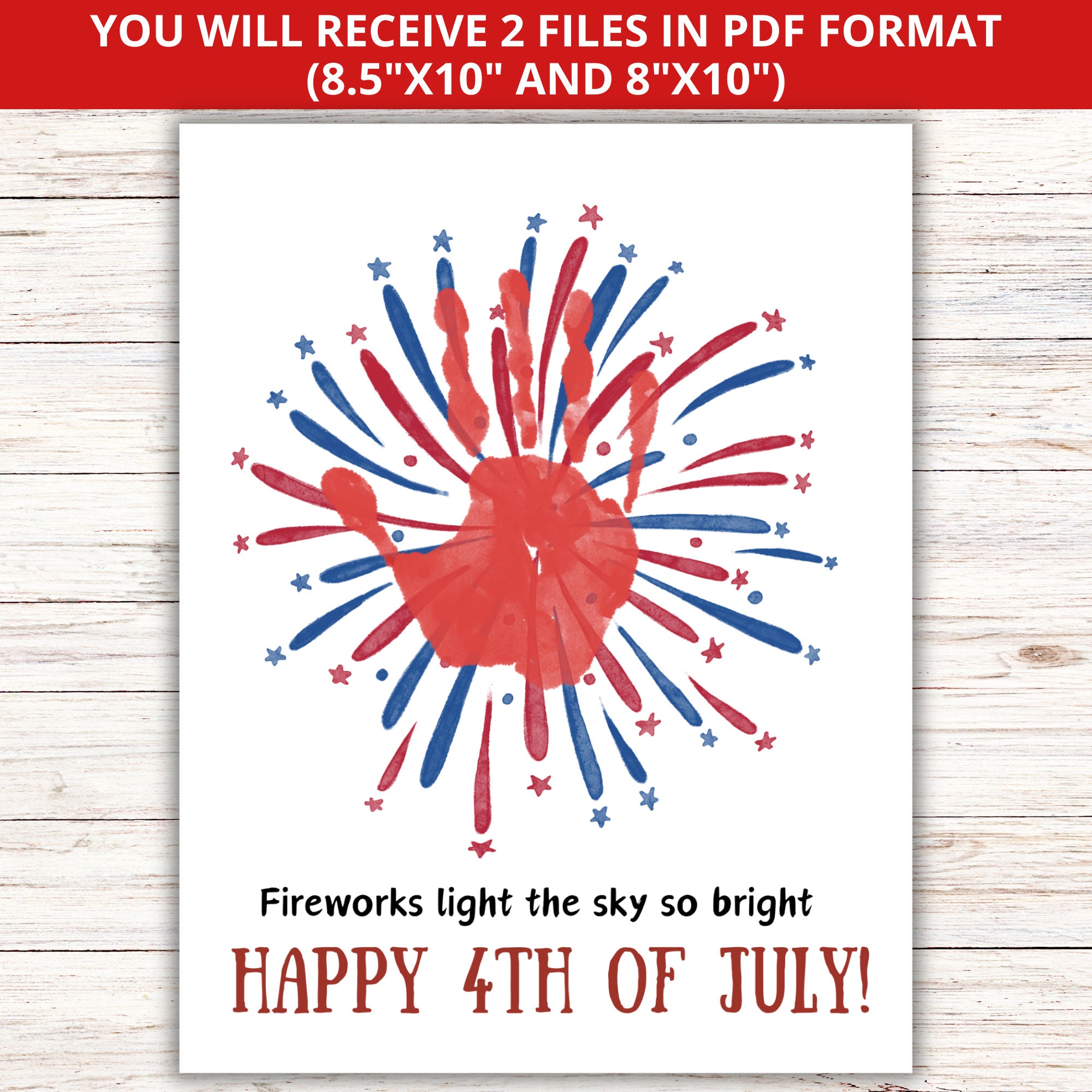 4th of July Handprint Art, Printable Handprint Keepsake, 4th of July ...