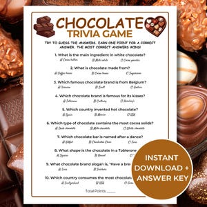 Chocolate Trivia Game, Printable Chocolate Game, Sweets Party Games ...