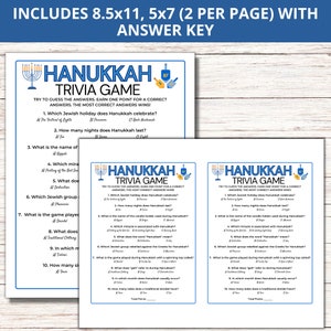 Hanukkah Trivia Game, Printable Hanukkah Games for Family, Chanukah ...