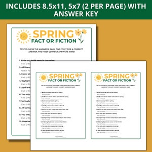 Spring Fact or Fiction Game, Printable Spring Games, Spring True or ...