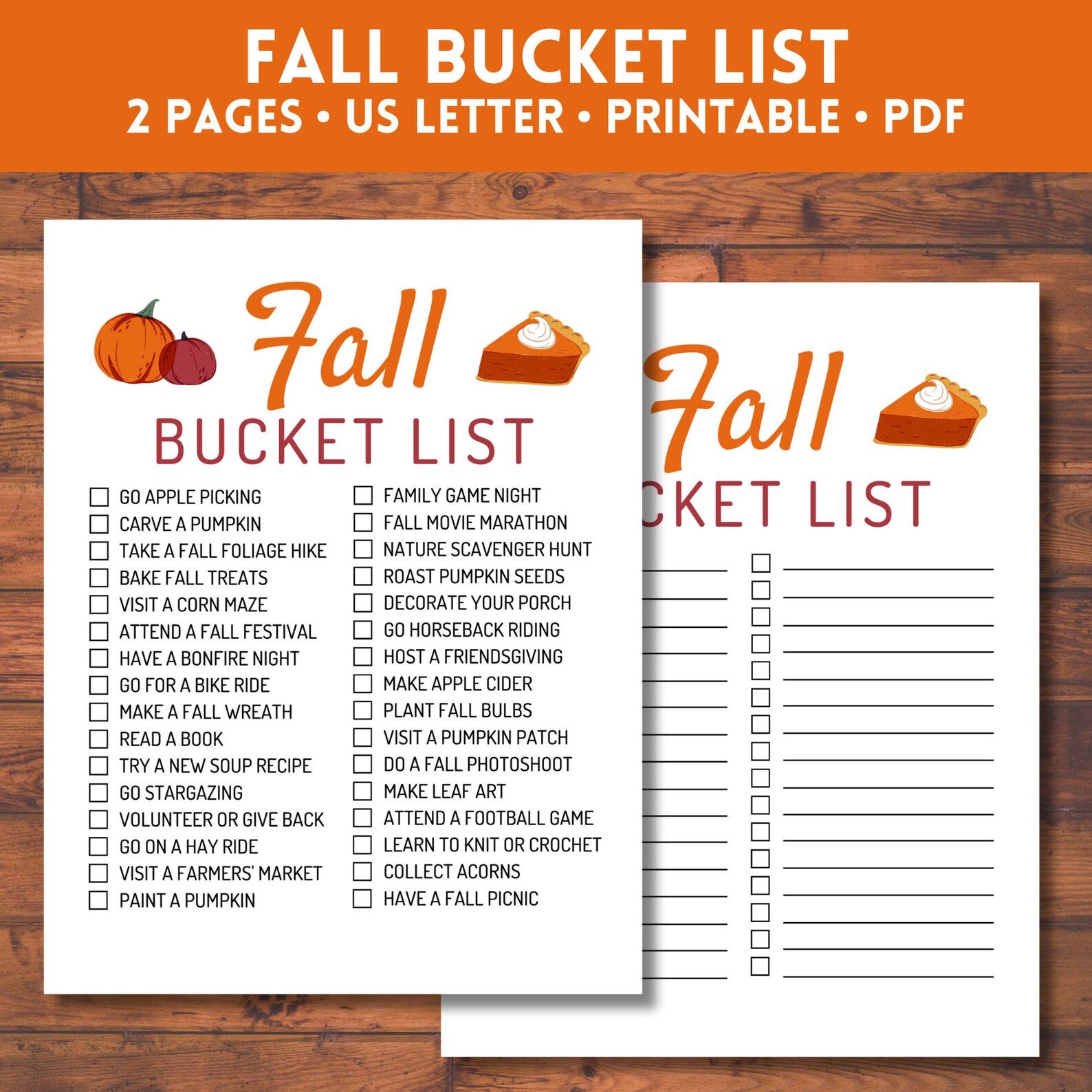 Fall Bucket List Printable, Fun Fall Activities Checklist, Autumn ...