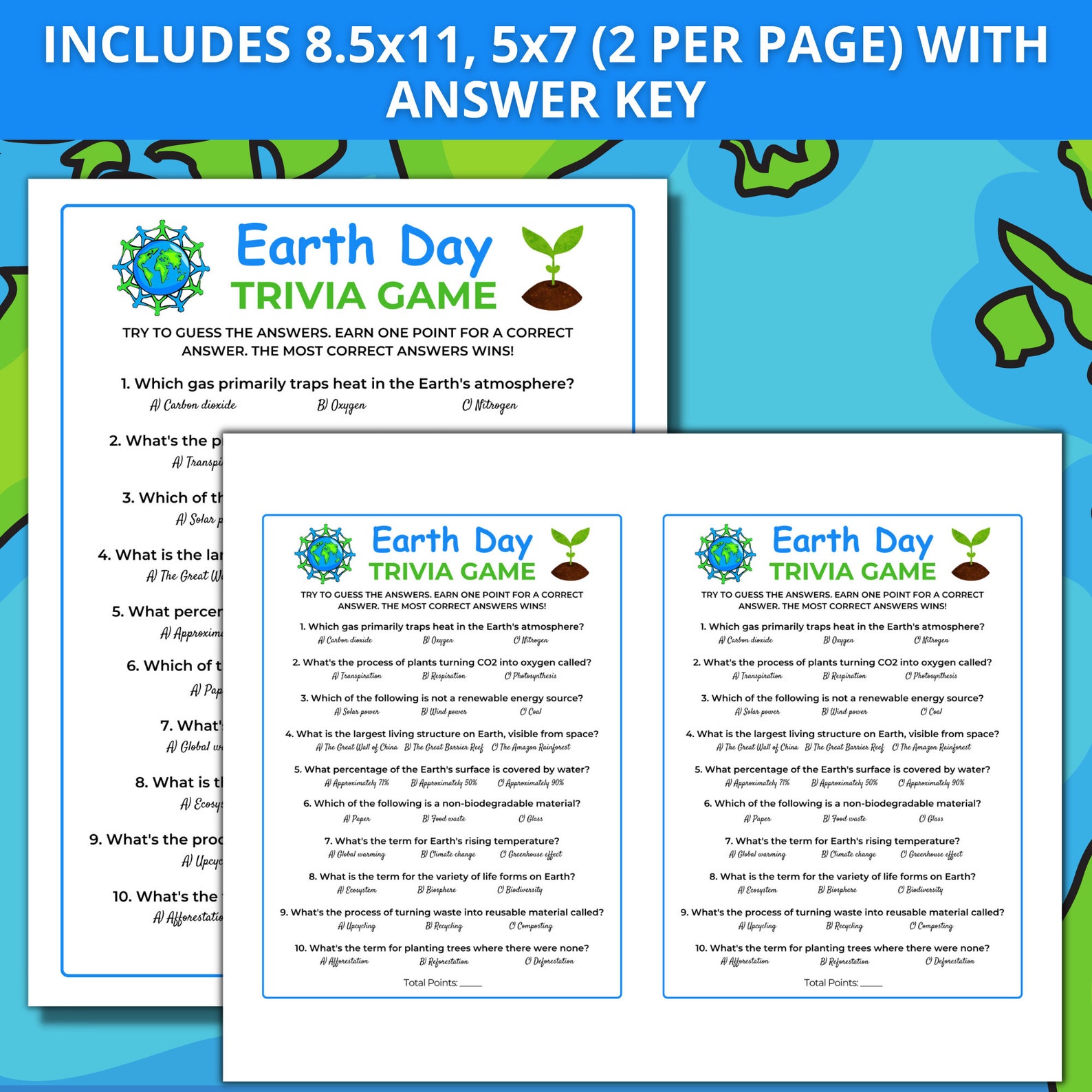 Earth Day Trivia Game, Printable Earth Day Games, Fun Earth Day ...