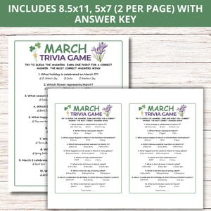 March Trivia Game, Printable March Party Game, Fun Spring Activities ...