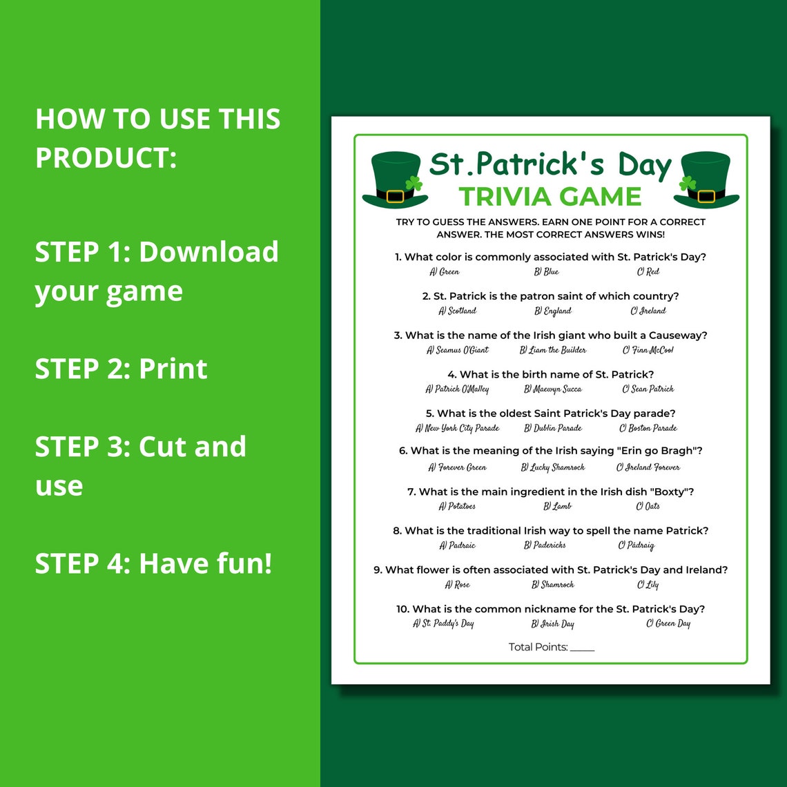 St Patrick's Day Trivia Game, Printable St Patrick's Day Games for Kids ...