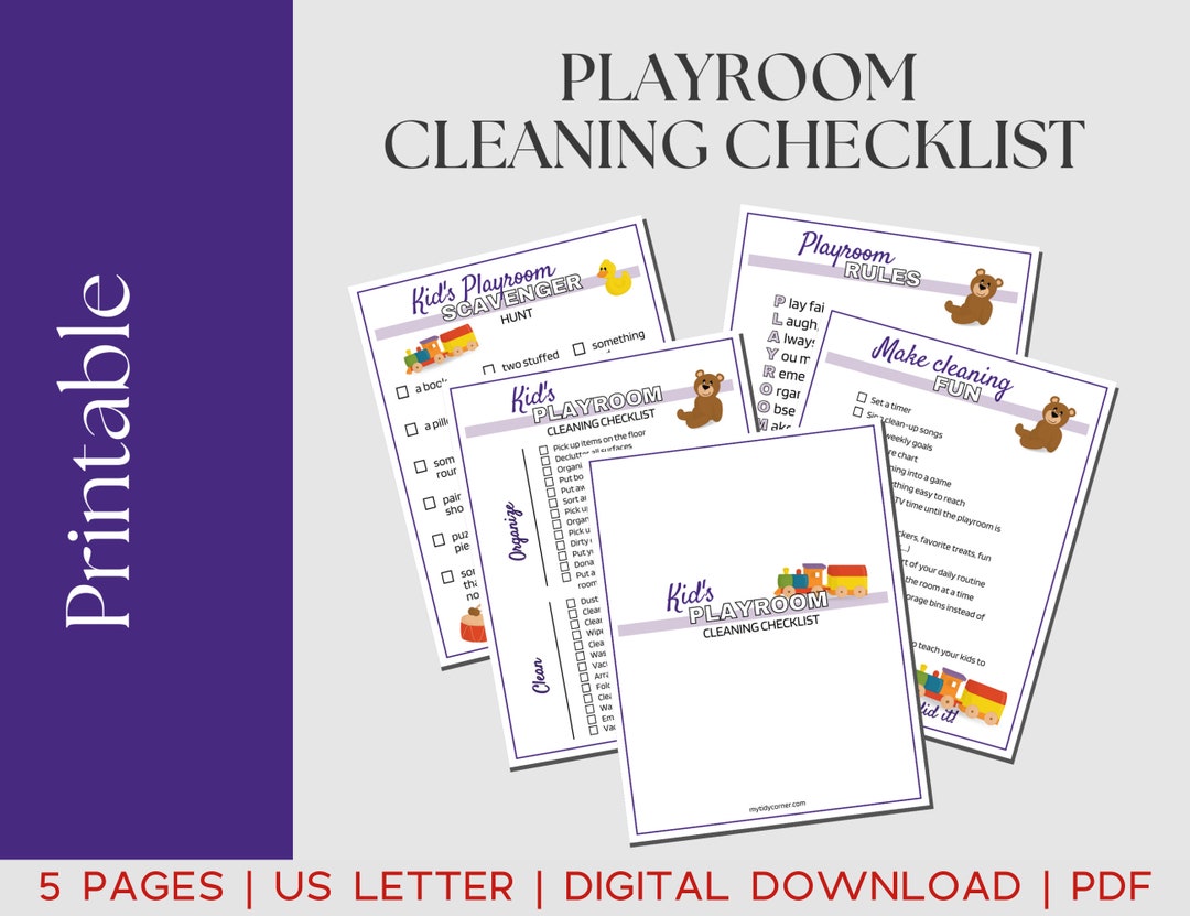 Kid's Playroom Cleaning Checklist Printable, Day Care Cleaning Schedule ...