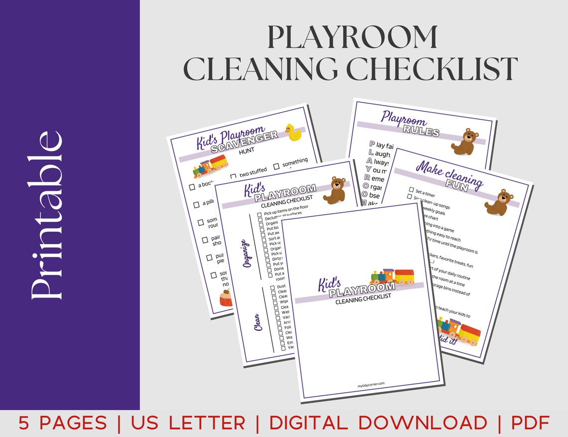Kid's Playroom Cleaning Checklist Printable, Day Care Cleaning Schedule ...