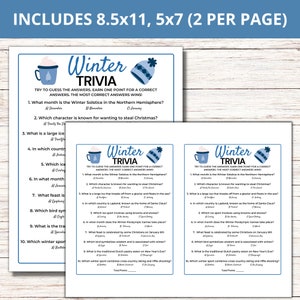 Winter Trivia Game, Printable Winter Games, Winter Holiday Game, Fun ...