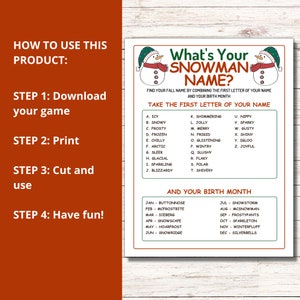 What's Your Snowman Name Game, Printable Snowman Name Generator Game ...