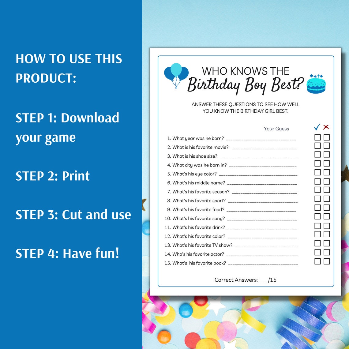 Who Knows the Birthday Boy Best, Printable Birthday Games, How Well Do ...