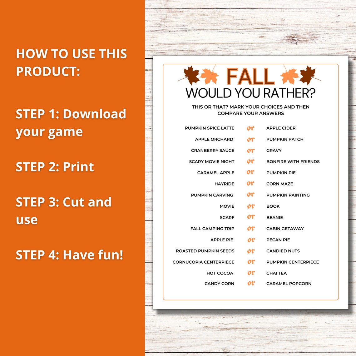 Fall This or That Trivia Game, Fun Fall Activities, Fall Printable ...