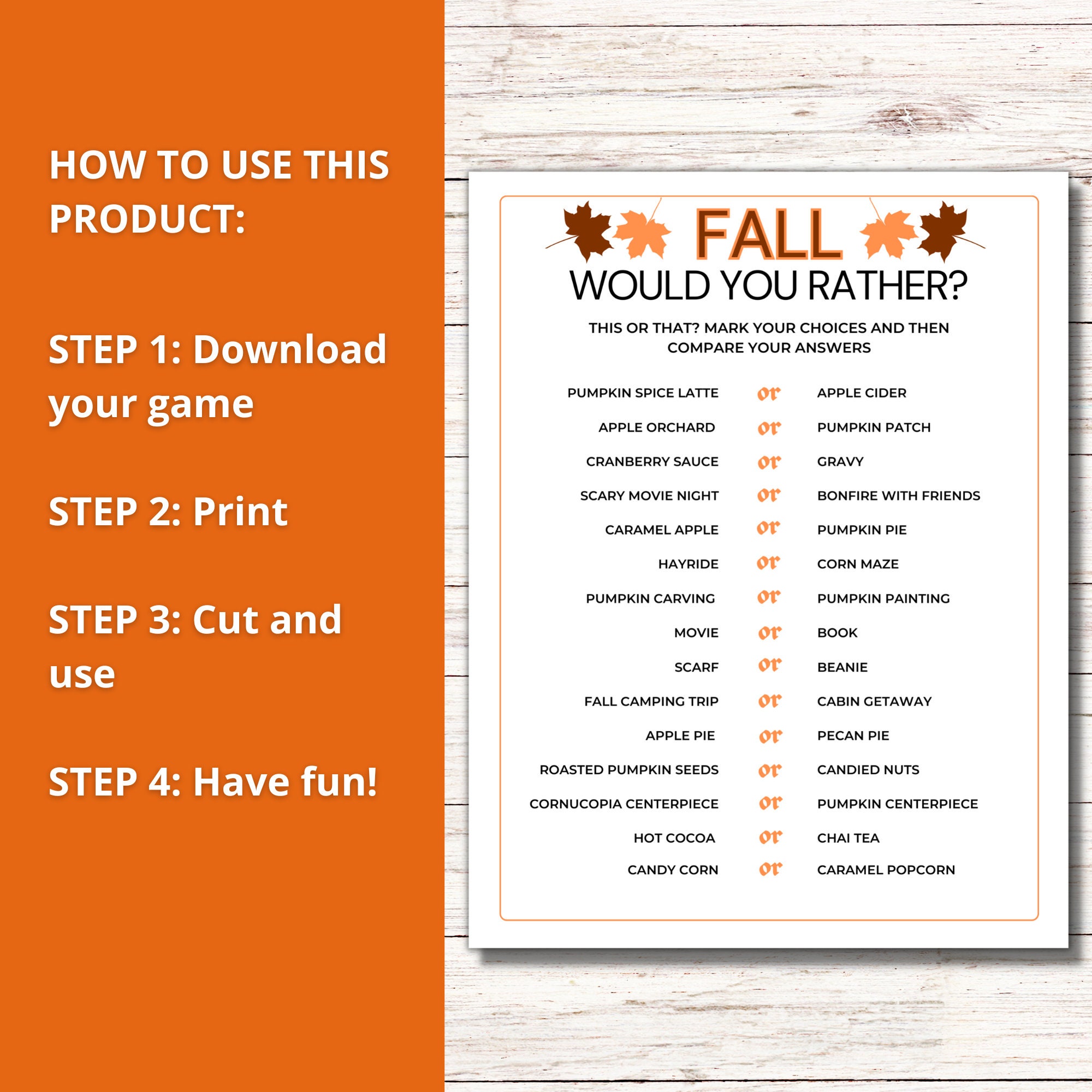Fall This or That Trivia Game, Fun Fall Activities, Fall Printable ...