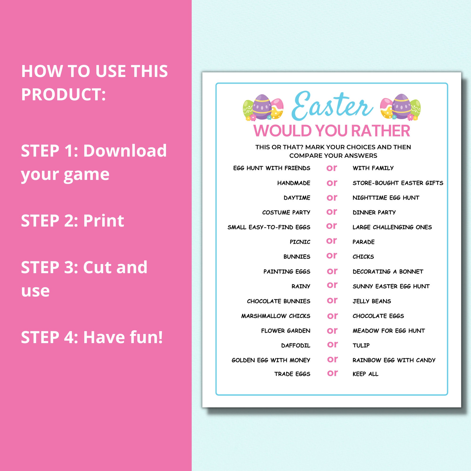 Easter Would You Rather Game, Printable Easter This or That Game, Fun ...