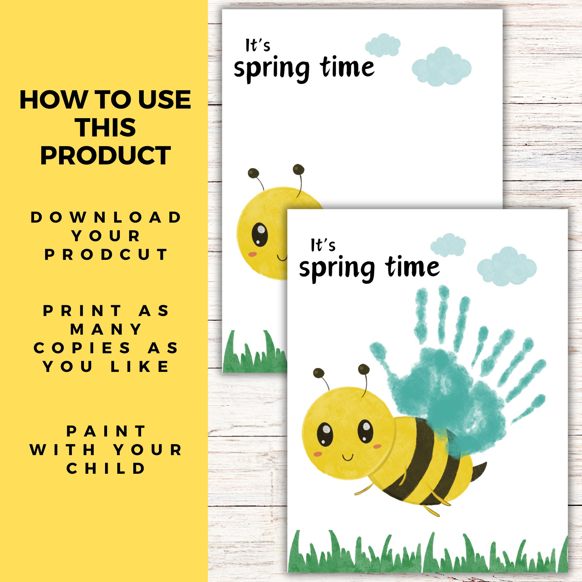 Spring Handprint Art, Printable Spring Handprint Craft, Spring Craft ...