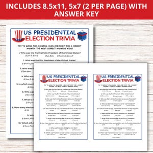 US Presidential Election Trivia Game, Printable Election Day Trivia, US ...