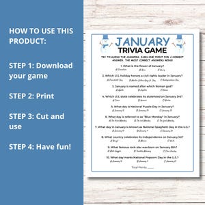 January Trivia Game, Printable January Games, Winter Trivia Game, Fun ...