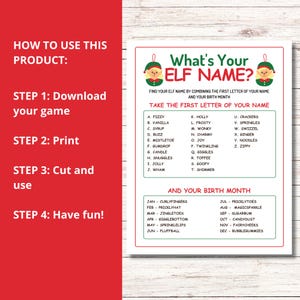 What's Your Elf Name Game, Printable Elf Name Generator Game, Fun ...