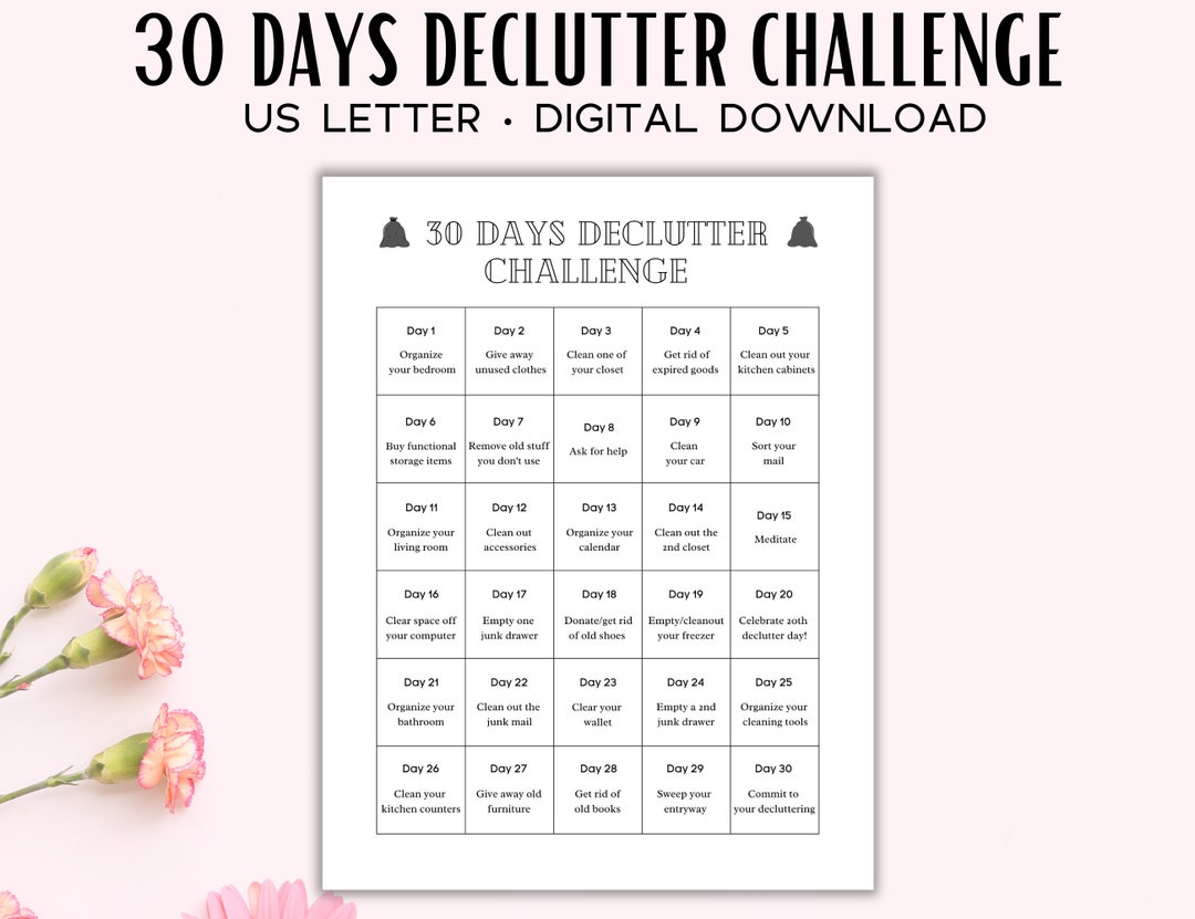 30 Days Declutter Challenge | Declutter Checklist | Decluttering ...