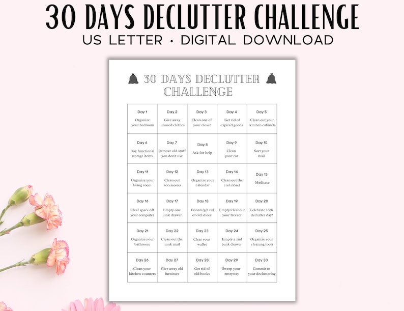 30 Days Declutter Challenge | Declutter Checklist | Decluttering ...