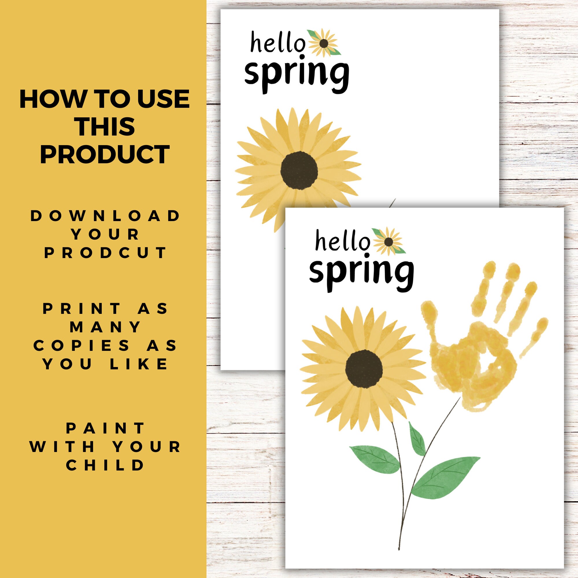 Hello Spring Handprint Craft, Printable Spring Handprint Art, Kids ...