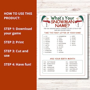 What's Your Snowman Name Game, Printable Snowman Name Generator Game ...