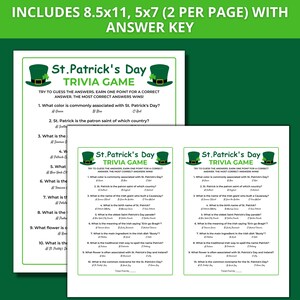 St Patrick's Day Trivia Game, Printable St Patrick's Day Games for Kids ...