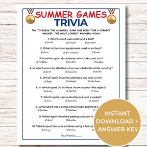 2024 Summer Games Trivia, Printable Summer Sports Trivia Game, Paris ...