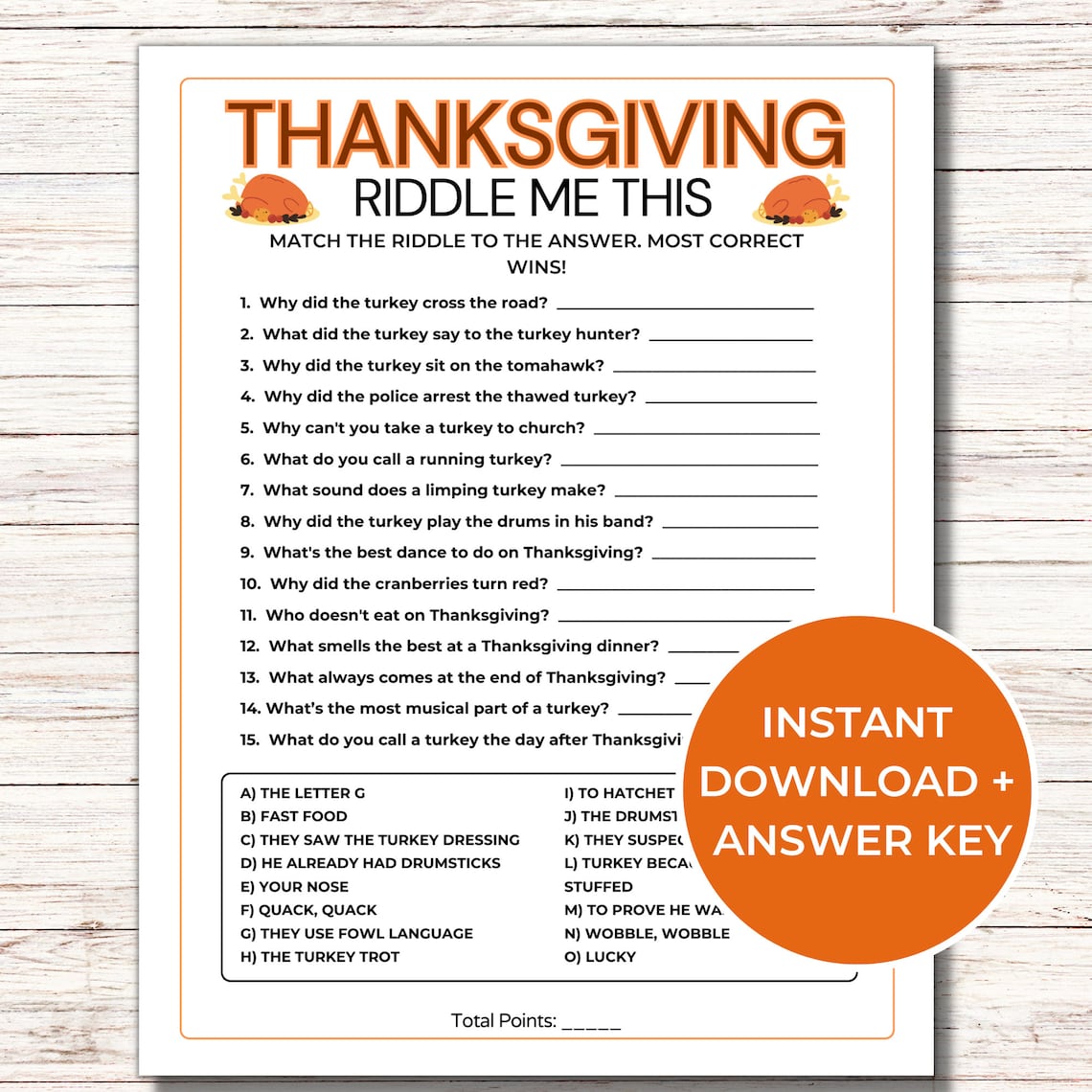 Thanksgiving Riddle Me This Game, Printable Thanksgiving Games for ...