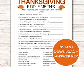 Thanksgiving Trivia Party Game Thanksgiving Printable Game - Etsy