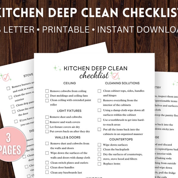 Deep Cleaning House Checklist - Etsy